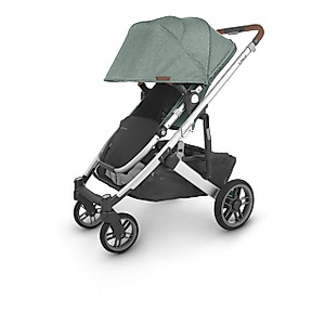 UPPAbaby Cruz V2 Stroller - Emmett (Green Melange/Silver/Saddle Leather) + Mesa Infant Car Seat - Jake (Black)