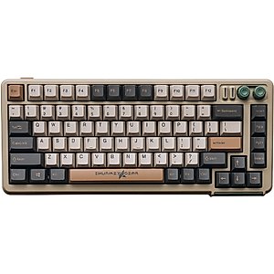 Shurikey 75% Gaming Keyboard Wireless Wired Compact 80% Retro Mechanical Keyboard with ABS Double Shot keycaps - Saizo 002 (Varmilo EC V2 Moxa Switch)