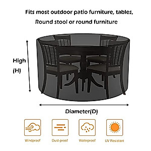 ZHANGY Patio Furniture Cover 24x24 in, Waterproof Patio Table Covers, Garden Furniture Covers Round, 420D Waterproof DustProof Outdoor Large Round Table and Chairs Furniture Set Covers
