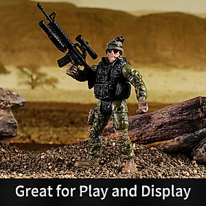 Army Men Action Figures Set, Include 12 Toy Soldiers with Digital Camo and Millitary Weapons-US Army Special Forces Group Toys for Kids Boys, Best Age 4-7 Year Old