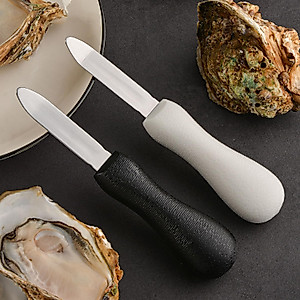 Zsirue Oyster Shucking Knife, 2.75" New Haven Style Oyster Shucker Clam Knife with Non-Slip Poly Handle, Seafood Opener Seafood Tools (Black)