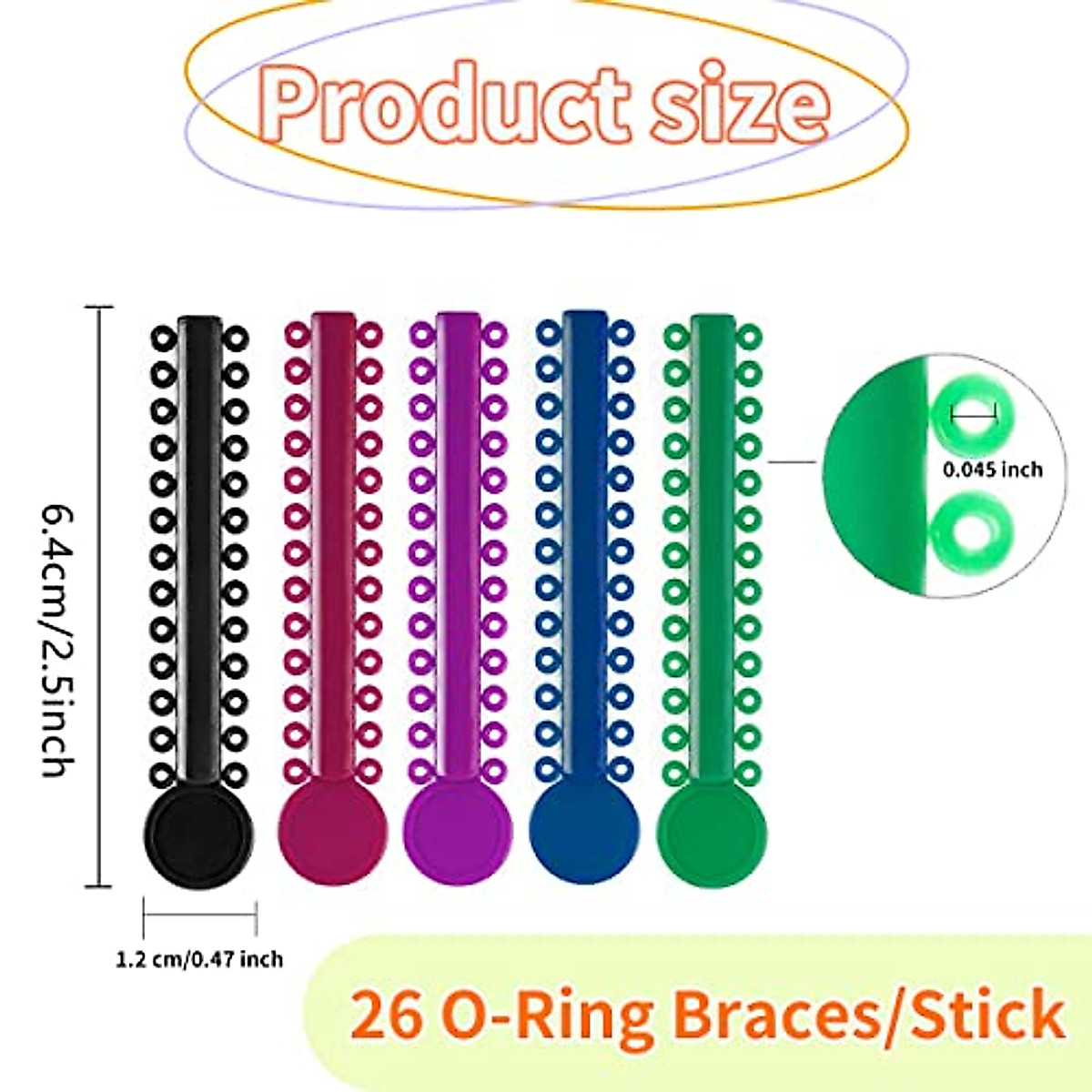 1040 Pcs Multicolored Braces Rubber Bands Orthodontic Ligature Ties O-Rings Elastic Bands for Braces (Color)