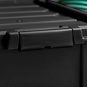 IRIS USA 19 Gallon Heavy-Duty Stackable Storage Totes, Plastic Container Bins with Durable Lids and Secure Latching Buckles for Seasonal Décor, Sporting Equipment, Garage Tool Storage, Black, 6-Pack