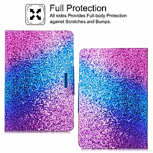 Universal 8.0 inch Tablet Case, Newshine Magnetic Closure Flip Stand Cover with Card/Cash Slots for iPad Mini/Galaxy Tab 8.0 Tablet/Amazon Kindle Fire HD HDX other 8.0 Tablet - Blue Purple