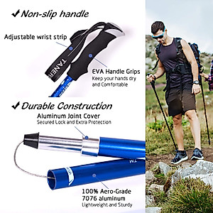 EASY BIG Walking Stick Trekking Poles Collapsible Hiking Poles - Auminum Alloy 7075 Trekking Sticks,Antishock and Quick Lock System, Telescopic, Collapsible, Ultralight
