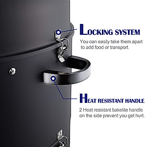Realcook Charcoal BBQ Smoker Grill - 20 Inch Vertical Smoker for Outdoor Cooking Grilling