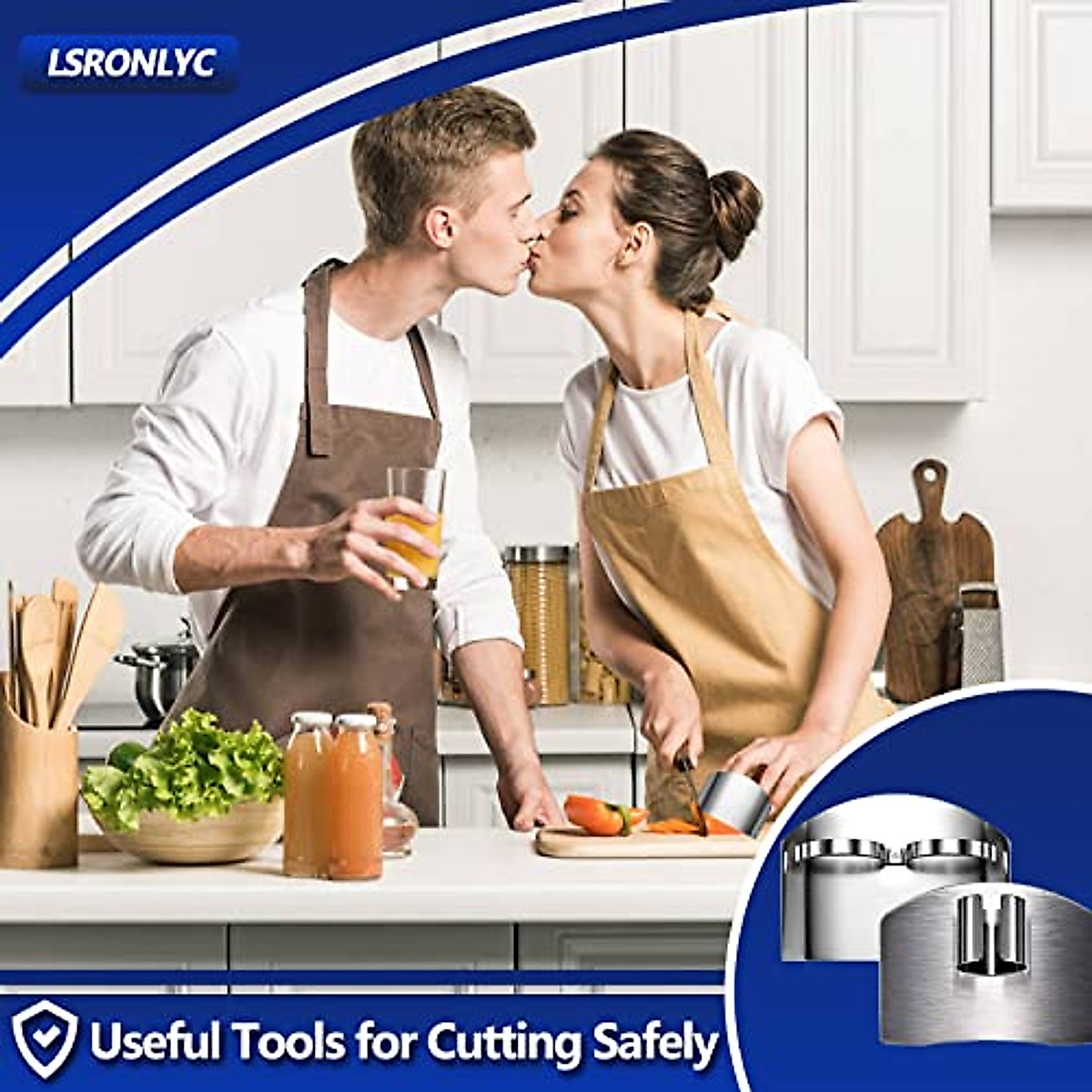 Finger Protector for Cutting Food,6 Pcs Finetaur Finger Guard for Cutting Vegetables,Stainless Steel Finger Shield for Cutting Slicing Chopping Kitchen Finger Guard for Cooking(Double & Single Finger)