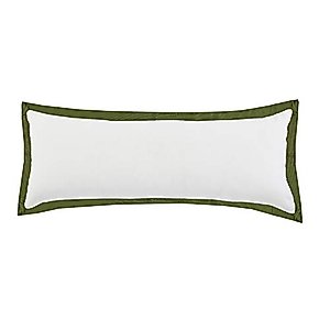 LR Home Flora Empire Bordered Lumbar Throw Pillow, 14" x 36", White/Calla Green/Moss Green