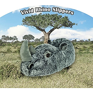 Onmygogo Fuzzy Winter Animal Slippers for Men and Women (Rhino, numeric_8)