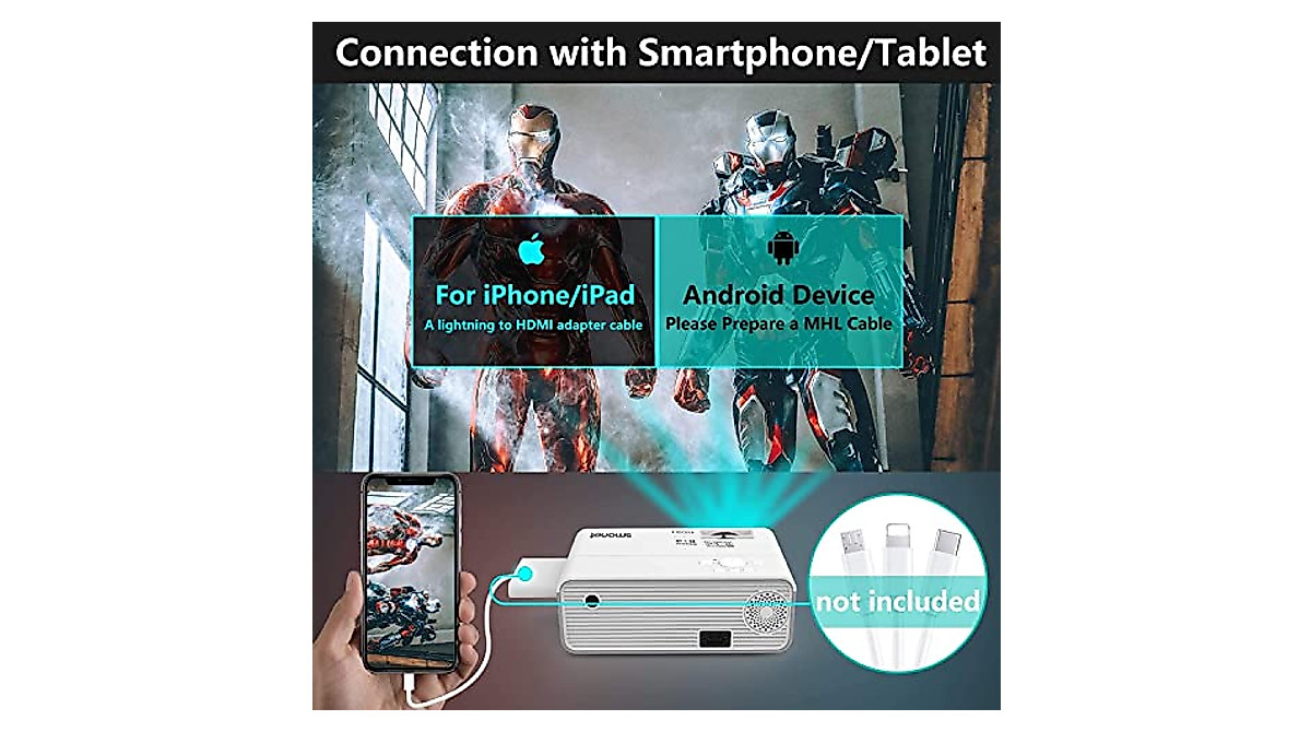 SMONET 1080P Portable Mini Projector for Home & Outdoor