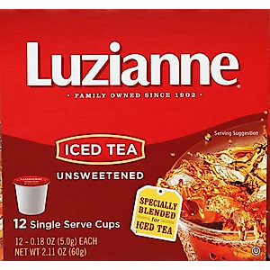 Luzianne Unsweetened Iced Tea, Single Serve K-Cup Pods, 12 Count