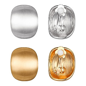 FANZE 2 Pairs Matte Gold Sliver Clip on Earrings, Gold Clip on Earrings for Women No Piercing Fashion Jewelry Gift