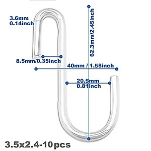 XiangLin Pack of 10 Heavy Duty S Hooks S Shaped Hooks Hanging Hangers Hooks for Kitchen, Bathroom, Bedroom, and Office, for Pan, Pot, Coat, Bag, Plants (3.5x2.4'', White)