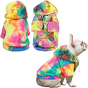 Dog Hoodie for Small Medium Dogs Tie Dye Pet Coat Dog Clothes Dog Pajamas Fall Winter Daily Warm Polar Fleece Soft Lightweight Doggie Sweatshirt Halloween Christmas Festival Apparel for Dogs Cats