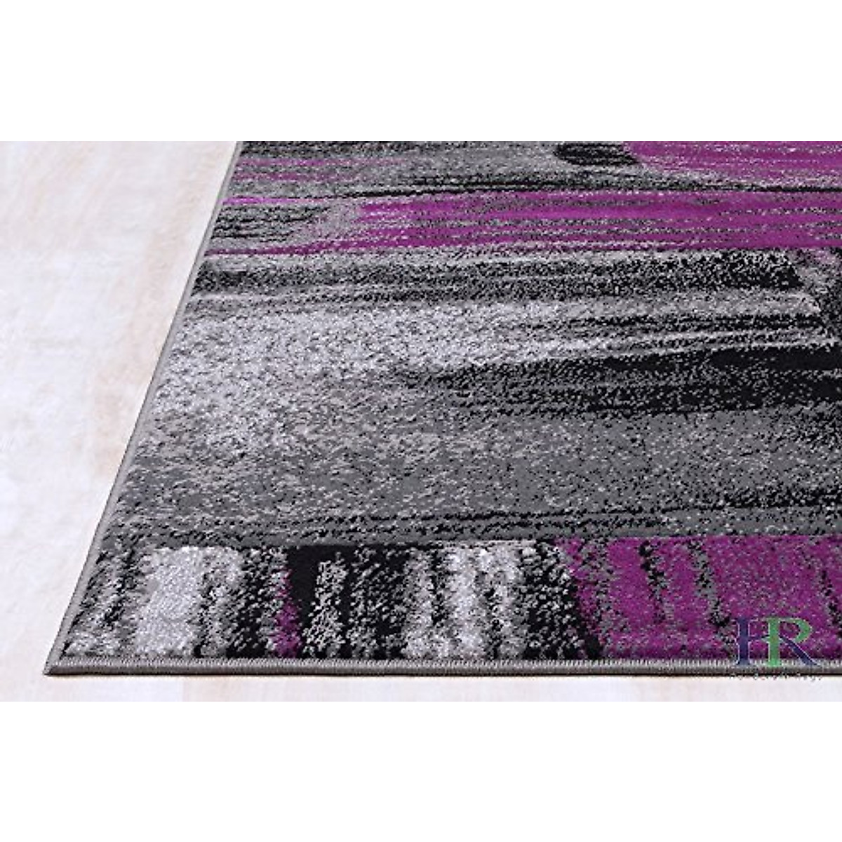 Handcraft Rugs-Purple/Gray/Silver/Black/Abstract Contemporary Modern Brush Design Mixed Colors Area Rug