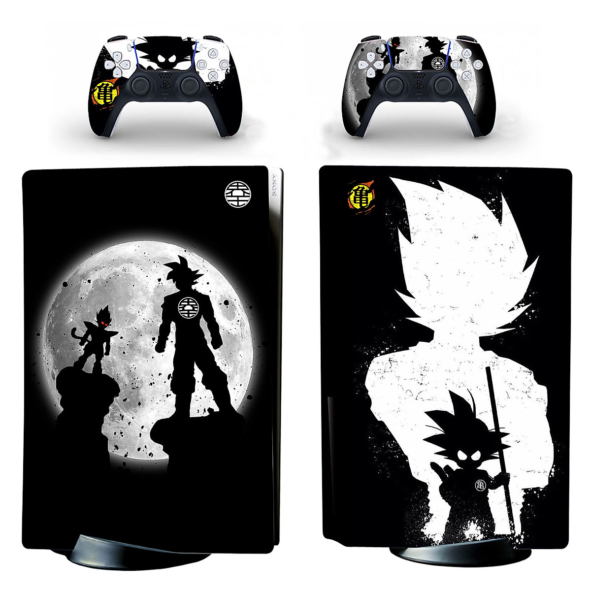 Vanknight PS5 Disc Console PS5 Controller Skin Vinyl Sticker Decal PS5 Cover Gray Anime