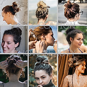 QTHQTFL 2pcs Messy Bun Hair Piece Scrunchie Hair Bun Hair Pieces for Women Girls Elastic Rubber Band Curly Wavy Synthetic Hair Bun Scrunchies Ponytail Extensions (Pink)