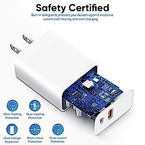 USB C Brick, iPhone 14 Pro Fast Charger Block, Zafolia 2-Pack Upgraded 20W Type C Wall Charging Box Plug Cube Dual Port Power Adapter for New Apple Watch Series 8 7/13/12 Pro Max/XR SE, iPad，AirPods