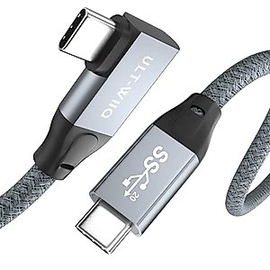 USB C 3.2 Gen2x2 Cable 100W, 20Gbps Updated 90 Degree Right Angle USB C to C 3.2 Cable, 4K@60Hz Video Cord with E-Marker for Thunderbolt 3/4, iPhone 15 Pro, iMac, MacBook, iPad Pro, Dell XPS (1.65 Ft)