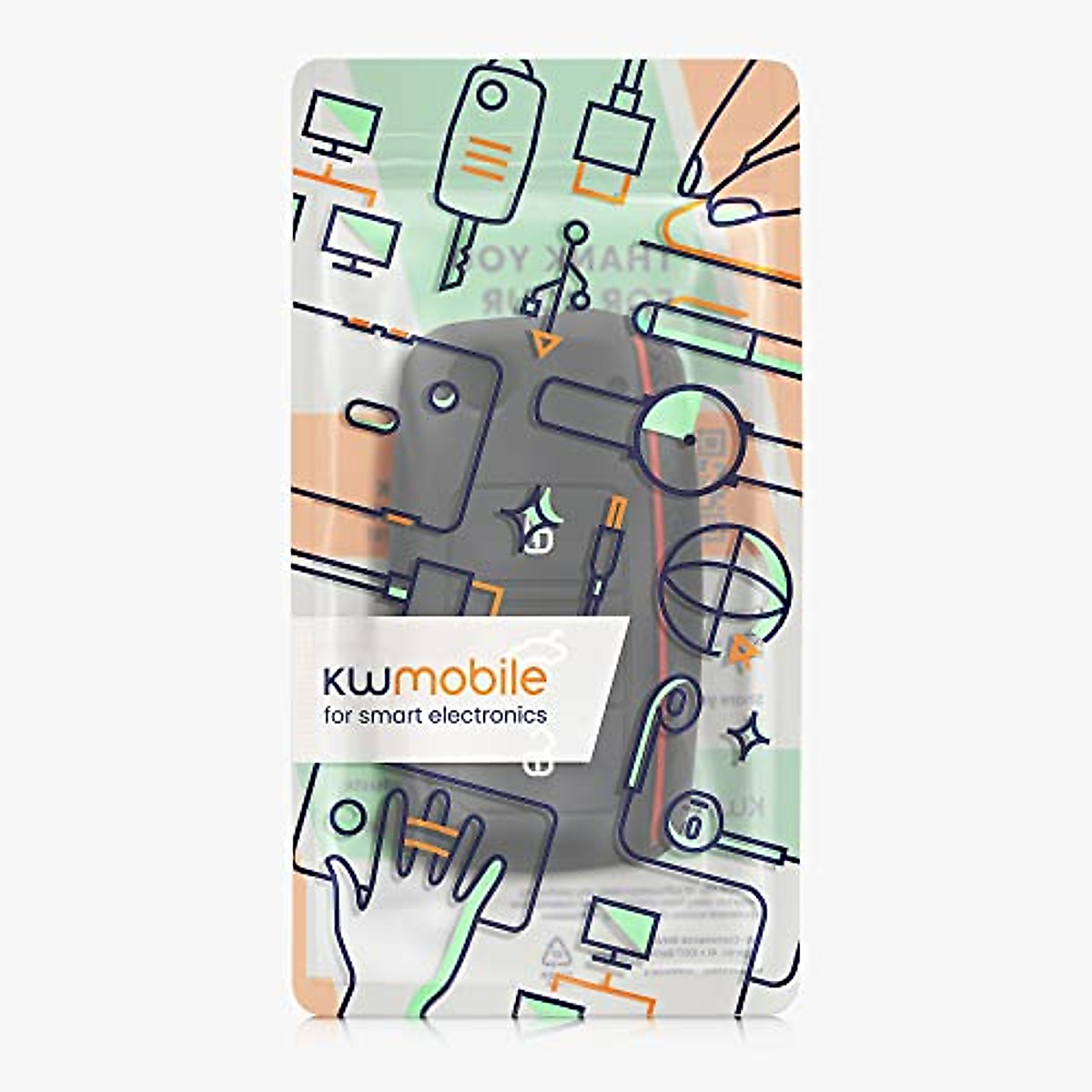 kwmobile Silicone Key Fob Cover Compatible with VW Skoda SEAT 3 Button Car Key - Don't Touch My Key White/Black/Red