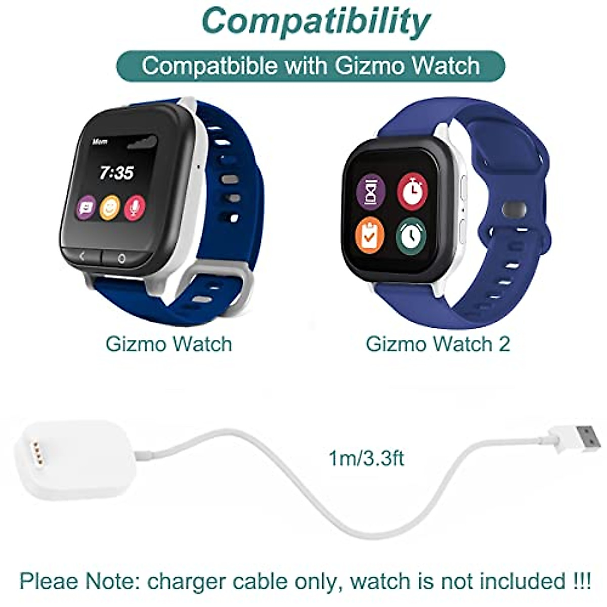 Kissmart Compatible with Gizmo Watch Charger, Replacement Charging Cable Magnetic Dock Cradle Accessories for Gizmo Watch Kids Smartwatch (1)