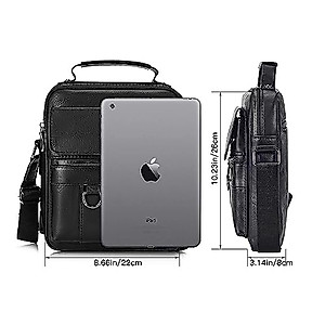 Small Messenger Bag for Men, Side Crossbody Shoulder Bag for Men Women Strap Sling PU Leather Messenger Bag for Hiking Walking Biking Travel Cycling, Black