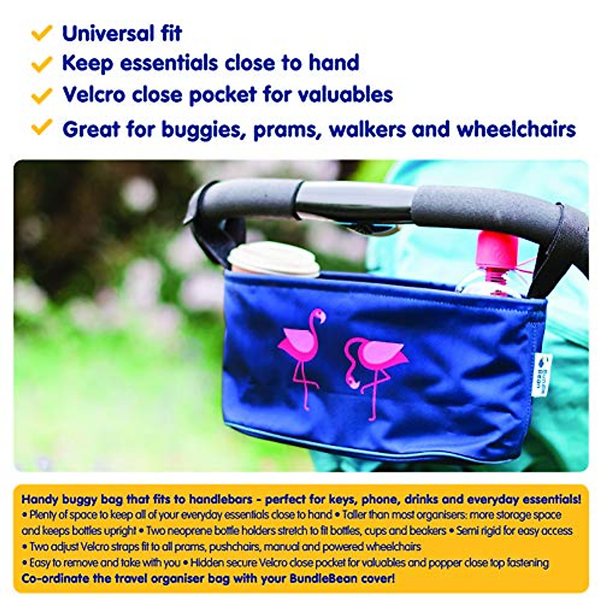 Wheelchair Organizer - Fits Handles of Any Wheelchair, Special Needs Buggy, Rollator or Mobility Scooter – Wheelchair Cup Holder – Cell Phone Pocket - Lots of Storage (Gray-Green Polar Bear)