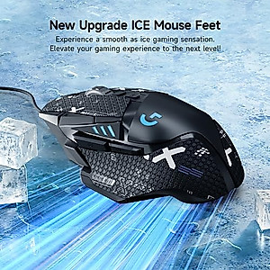 JINGDU Anti Slip Grip Tape and Mouse Feet Set for Logitech G502, Gaming Mouse Skin with Anti Sweat Grip, Black