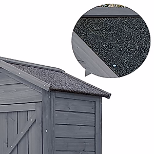 EMKK Outdoor Storage Shed,Wooden Waterproof Asphalt Roof Fir Wood Lockers for Lawn Mower,Backyard,Garden,Patio Furniture,Pool Accessories,Gray
