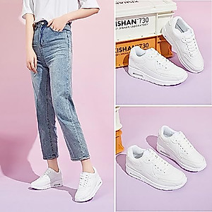 Iarus Women’s Walking Shoes White Running Sneakers Comfortable Fashion Tennis Shoes for Womens（white08）