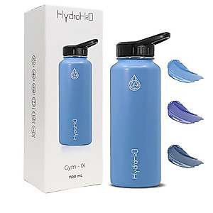 HYDRO H2O 37 oz Insulated Water Bottles with Twist Cap, Stainless Steel Water Bottle, Leak Proof Metal Water Bottle, Resuable Thermos BPA Free Flask, Light Blue