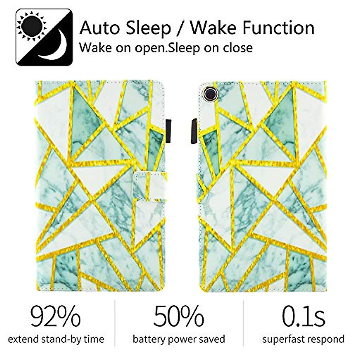 Fire HD 8 Case (2016/2017/2018 Release),Chgdss Cartoon Cute Case, Smart Cover Flip Leather Case with Stand Feature Ultra Slim PU Leather Cover,for Amazon Kindle Fire HD 8 (2018/2017), Golden Square