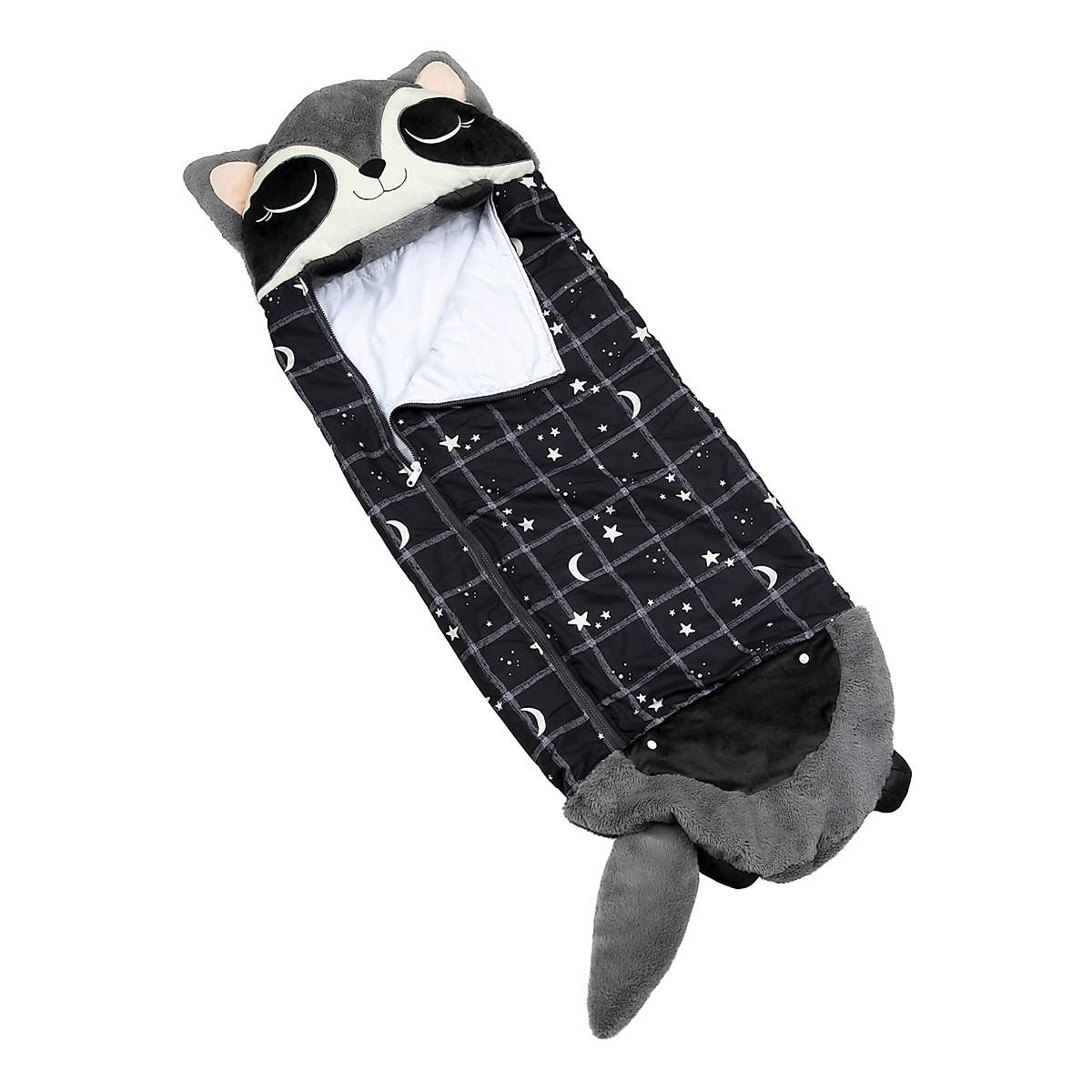 Lippert Thomas Payne Three-in-One Children’s Raccoon Nap Sack for Camping and Sleepovers with Durable Material, Fold-Up Design, Machine Washable, Dryer Safe - 2022107841 Grey
