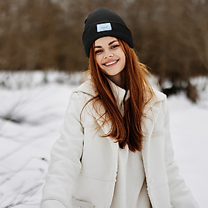 SATINIOR 12 Pcs 5 LED Light Beanie Hat Headlamp Unisex Winter Knitted Cap with Light Gifts for Men(Black)