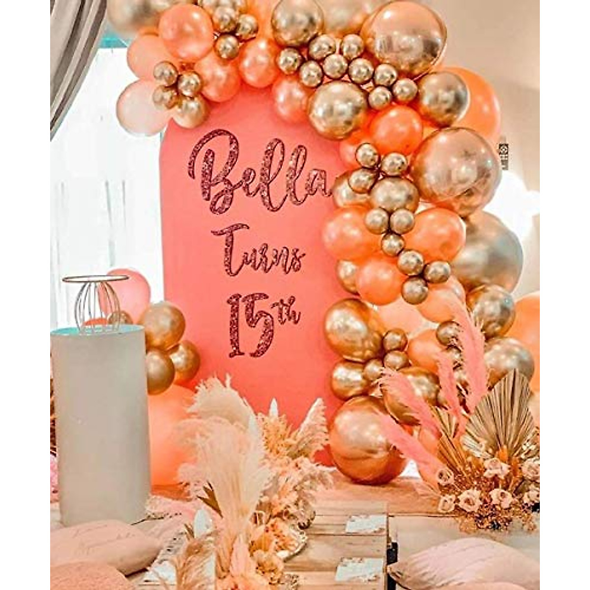 141Pcs Orange and Gold Balloon Garland Arch Kit-Cream White Orange Gold Balloons for Wedding Decoration Baby Shower Decorations Birthday Party Decoration