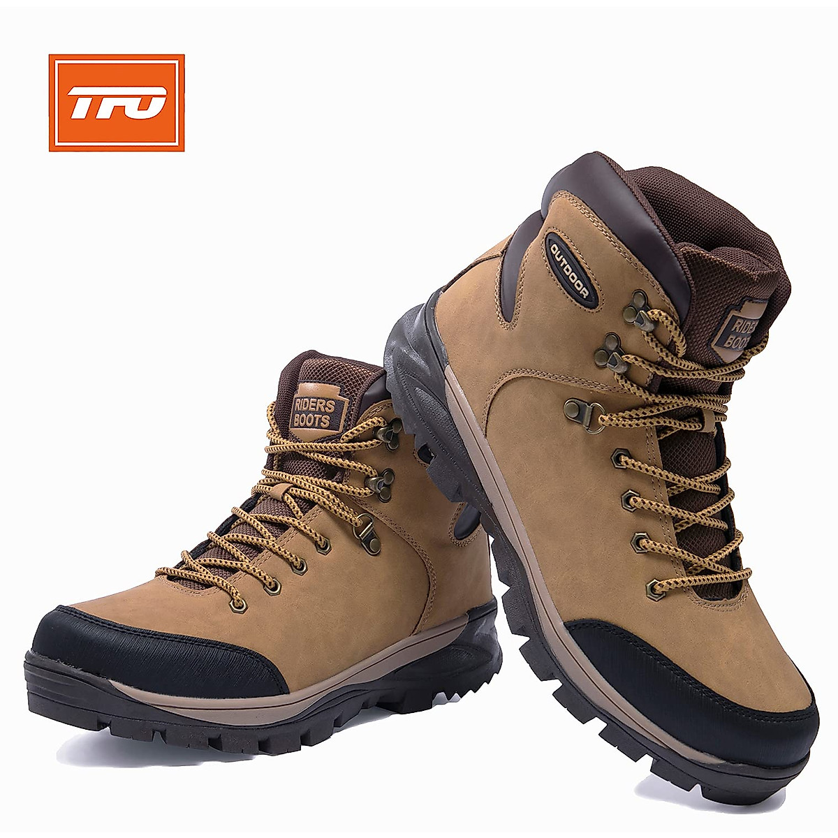 TFO Hiking Boots Mens Outdoor Backpacking Trekking Mountaineering Riding Shoes Travel Leisure Mid Top Shoes Yellow