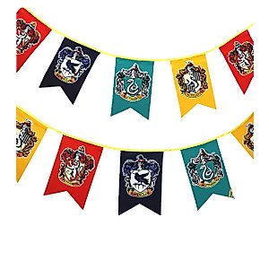 Birthday Pary Harry Gift Potter Wall Banner, Gryffindor | Hufflepuff | Ravenclaw | Slytherin House Decor Flag (3m 12pcs)