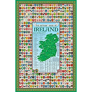 Historic Families Irish Family Crest Coat of Arms Poster Map Ireland