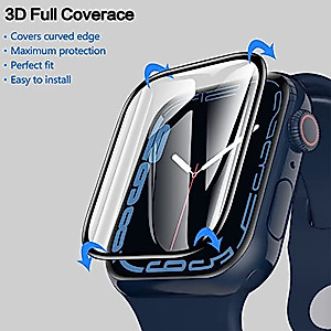 YMHML [2 Pack] Screen Protector for Apple Watch Series 8 Series 7 45mm, 3D Curved Full Coverage Ultra Thin Soft Protector Film for iWatch S7 45mm
