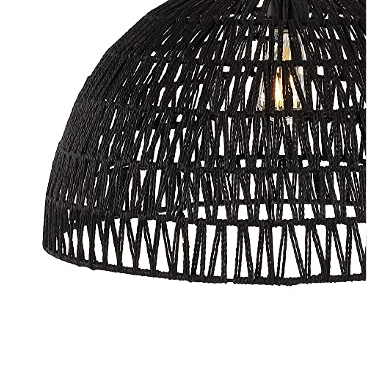 JONATHAN Y JYL6504C Campana 20" 1-Light Bohemian Modern Woven Rattan/Iron LED Pendant Farmhouse Coastal Adjustable Dining Room Living Room Kitchen Island Foyer Bedroom Hallway, Black