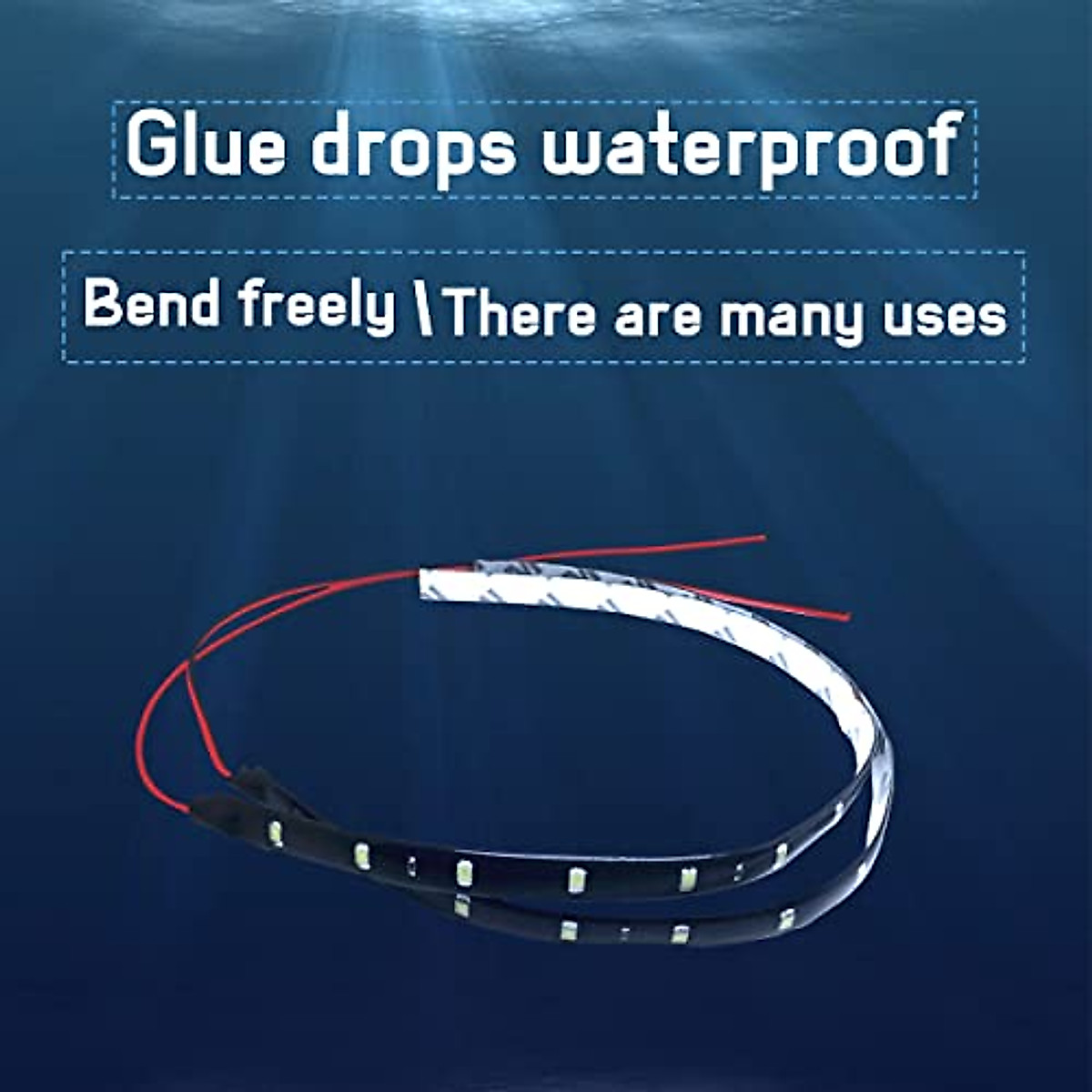 Car LED Strip Light, DC 12V Waterproof Light Strip for Cars, 6PCS 15 SMD Cuttable Connectable Car Underglow Decoration, Led Interior Exterior Lights Strip for Bedroom Mirror Kitchen (Red)