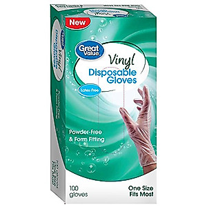 Great Value Vinyl Disposable Gloves Latex Free Powder Free 100 count
