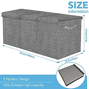 ouruer Large Toy Box Chest,Big Toy Storage Organizer,Storage Bins with Lids,Stuffed Animal Storage,Toy Bins for Kids Extra Large,Toddlers,Baby,Girls,Nursery,Living room,playroom(Grey)