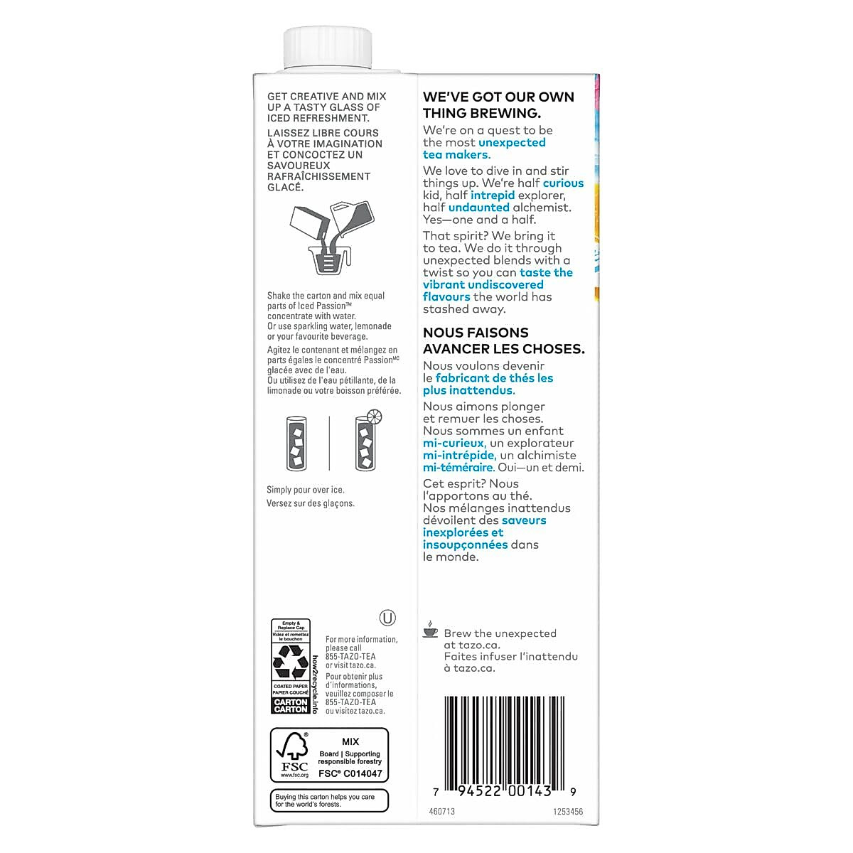 TAZO Iced Passion Herbal Tea Concentrate, Caffeine-Free, Served Iced, 32oz