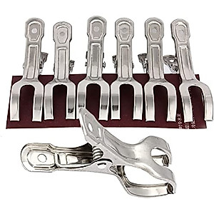 LIZEALUCKY 6pcs Set Stainless Steel Laundry Clips Metal Clothes Socks Hanging Spring Clip Clamp for Laundry Home Kitchen Outdoor Travel Office