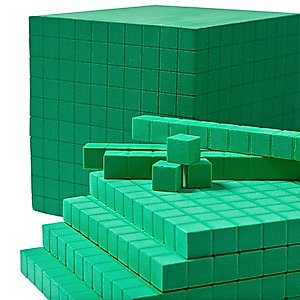 hand2mind Green Foam Base Ten Blocks Complete Set, Place Value Blocks, Counting Cubes for Kids Math, Base Ten Blocks Classroom Set, Math Blocks Kindergarten, Base 10 Math Manipulatives (Set of 644)