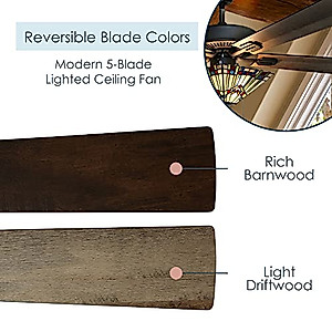 RIVER OF GOODS Craftsman LED Ceiling Fan - 52" L x 52" W - Tiffany-Style Stained Glass Ceiling Fan with Lights