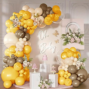 Orange Brown Nude Balloon Arch Kits - 134Pcs Orange Apricot Tan Latex Balloons Garland - Ideal for Neutral Baby Shower Gender Reveal Sunflower Bee Theme Birthday Party Decorations Supplies