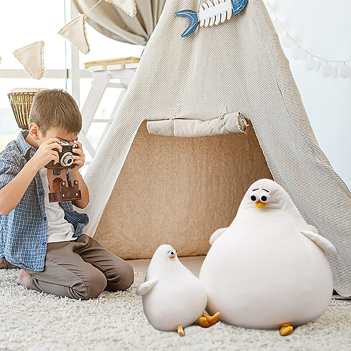 TBATQUIL Chubby Plush Seagull Pillow Cute Fat Chicken Plush Toys, Funny Plush Stuffed Animal Cartoon Plush Toys Kids Boys Girls Festival Gifts (15.74inches)