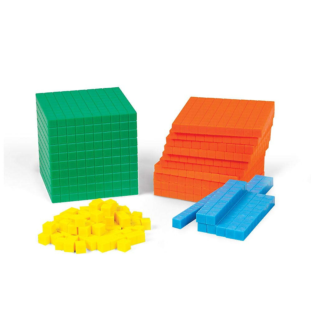 hand2mind Differentiated Plastic Base Ten Blocks Complete Set, Place Value Blocks, Counting Cubes, Base Ten Blocks Classroom Set, Math Blocks Kindergarten, Base 10 Math Manipulatives (Set of 121)
